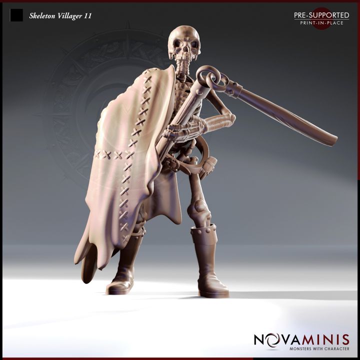 3D Printable Mors Mihi Lucrum: Skeleton Villagers by NovaMinis